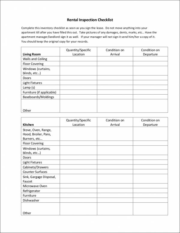 Rental Property Inspection Checklist Template