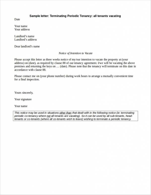 Tenancy Termination Letter Template