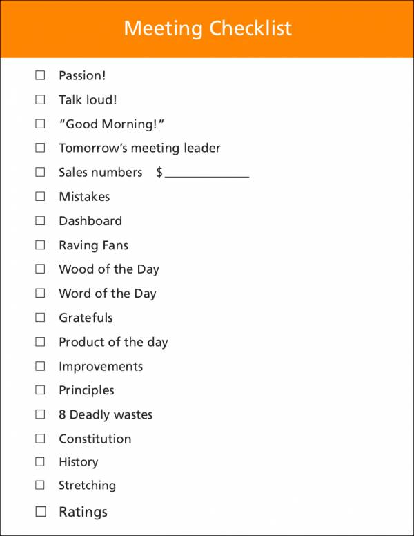 FREE 16 Meeting Checklist Samples Templates In PDF MS Word FREE 16 Meeting Checklist Samples Templates In PDF MS Word