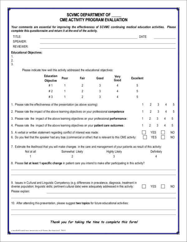Program Evaluation Template