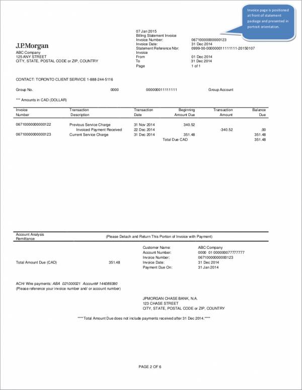 Billing Statement Template Free Download