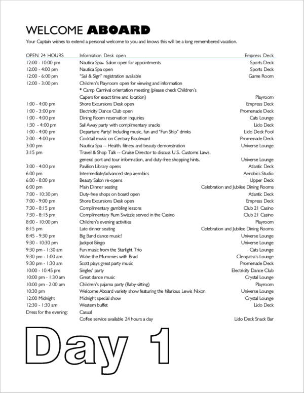 FREE 11 Activity Schedule Samples Templates In PDF MS Word Docs