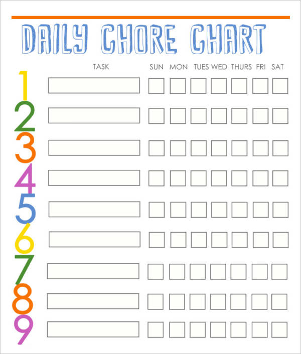 Weekly Chore Schedule Template Database