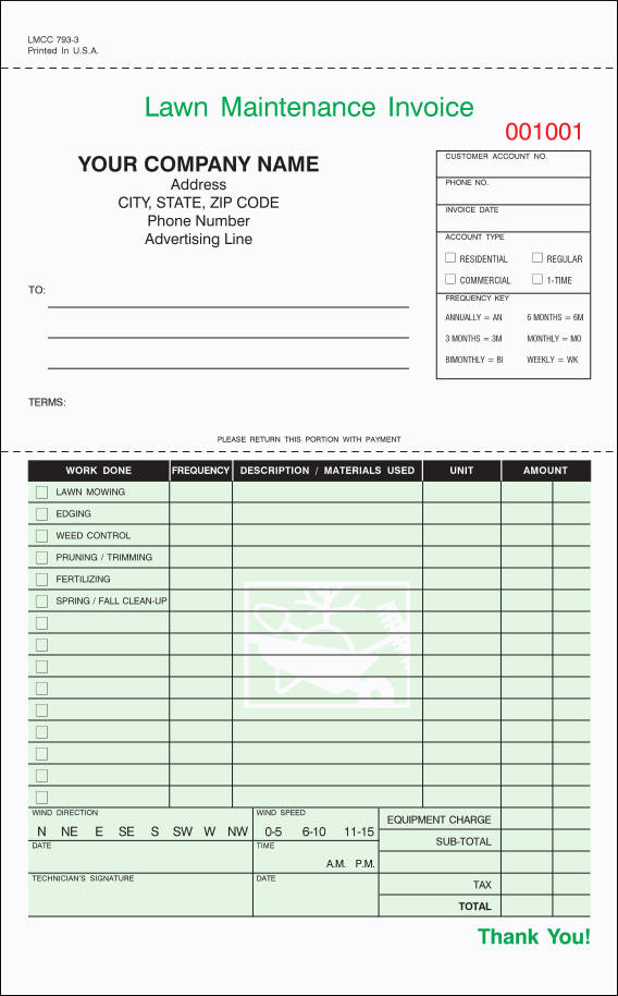 Free Lawn Care Invoice Template