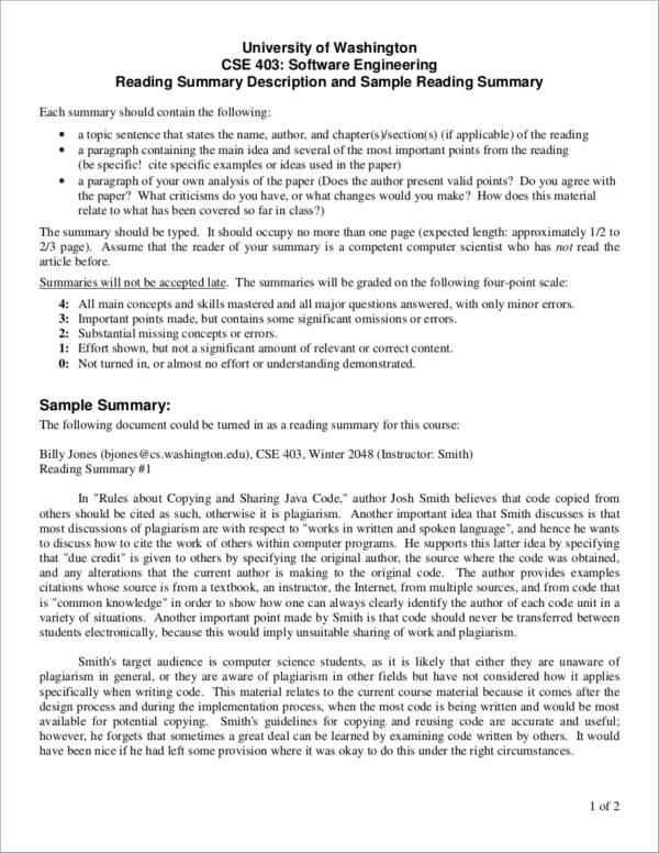 FREE 10 Summary Writing Samples Templates In PDF