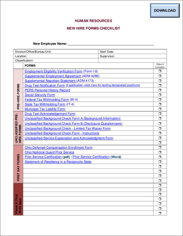 FREE 15 HR Checklist Samples Templates In PDF