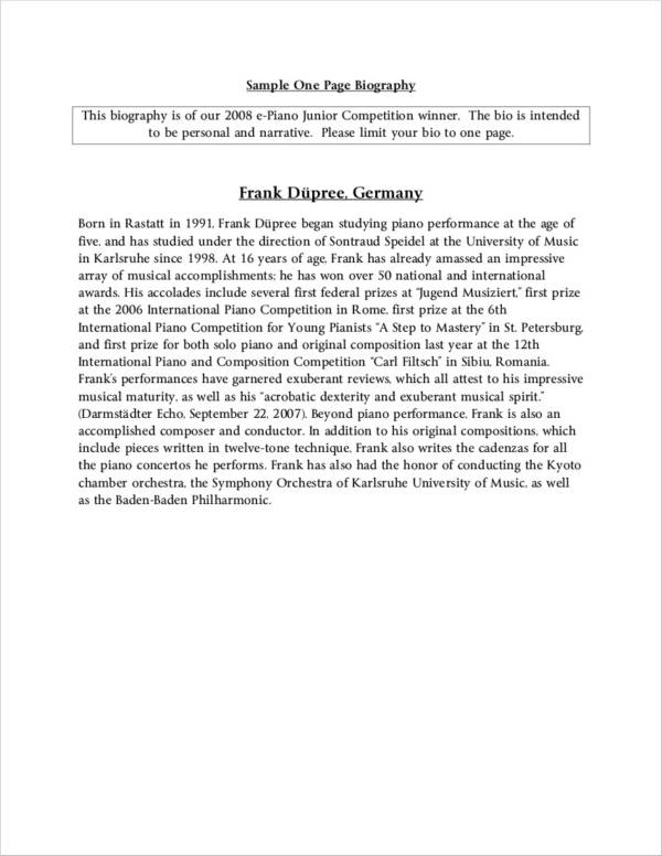 FREE 25 Biography Writing Samples And Templates InPDF MS Word