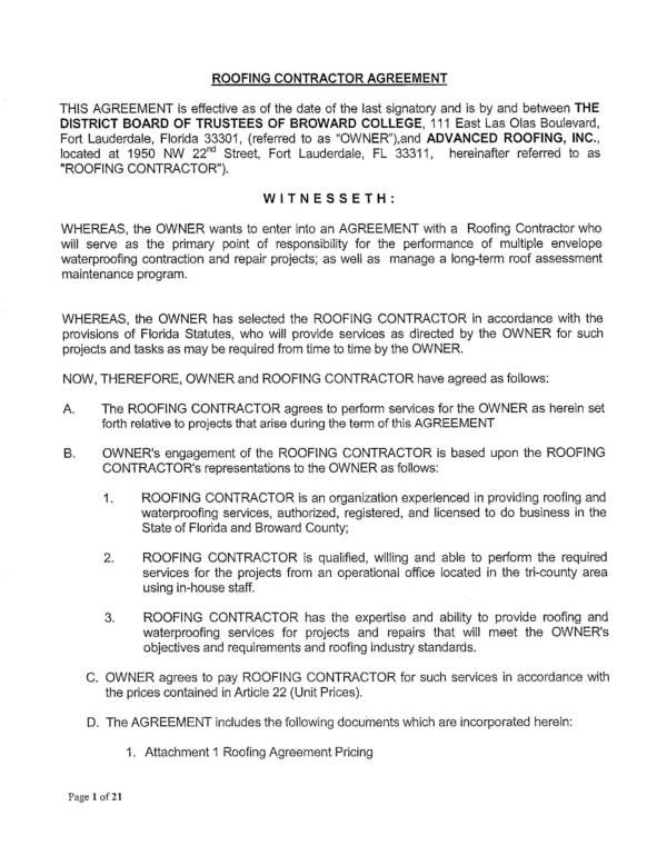 FREE 12 Roofing Contract Samples In PDF MS Word Google Docs Pages