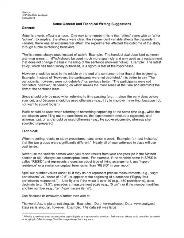 FREE 13 Technical Writing Samples And Templates In PDF