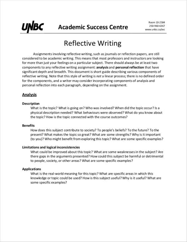 FREE 6 Reflective Writing Samples Templates In PDF