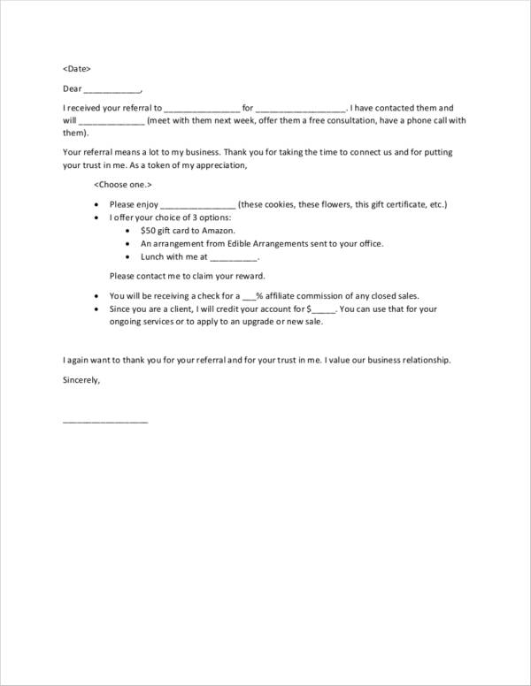 FREE 6 Referral Thank You Letter Samples And Templates In PDF MS 