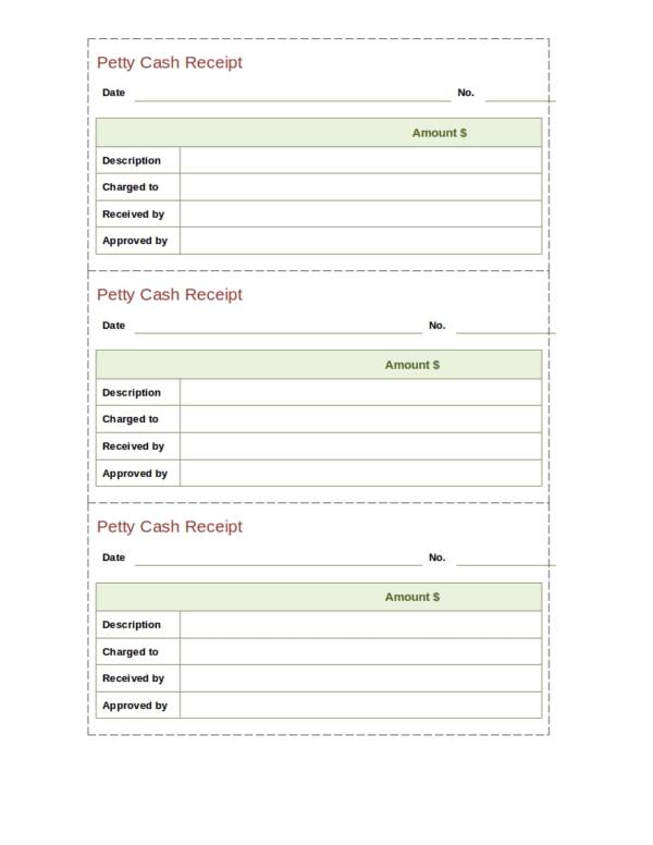 Printable Petty Cash Receipt Form Printable Forms Free Online