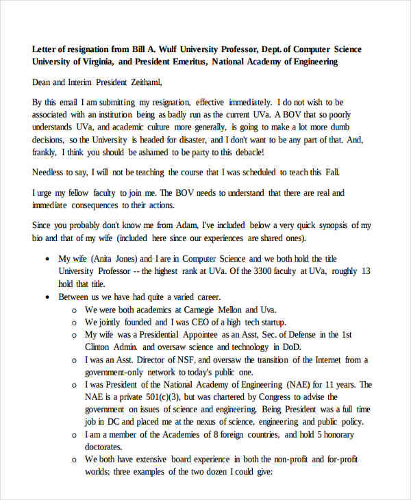 FREE 7 Board Resignation Letter Samples And Templates In PDF MS Word