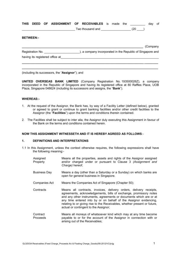  Deed Of Assignment Deed Of Assignment And Transfer Of Rights 2019 02 14