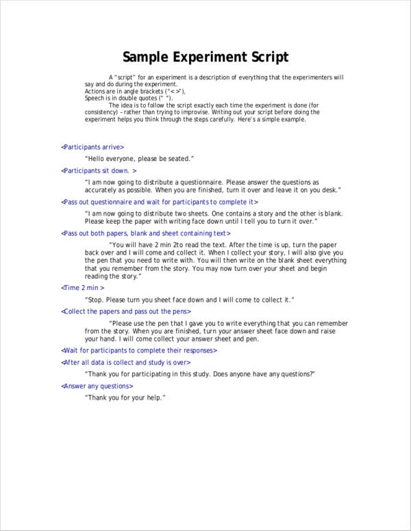 FREE 9 Script Samples And Templates In PDF