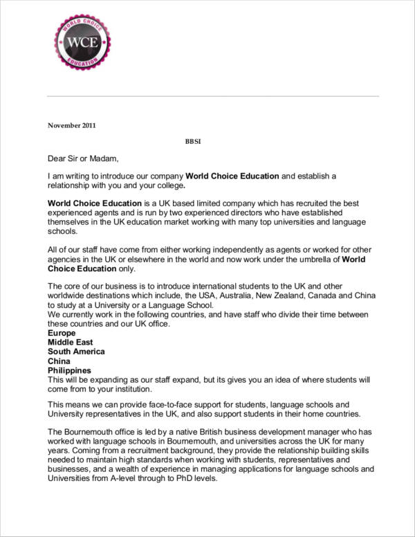Self Introduction Letter To Clients Sample Database Letter Template 