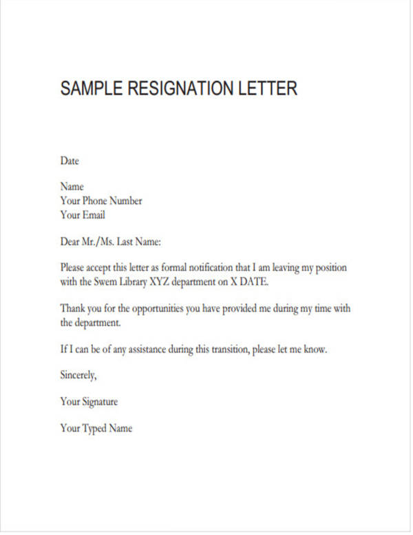 FREE 11 Teacher Resignation Letter Samples And Templates In PDF MS Word