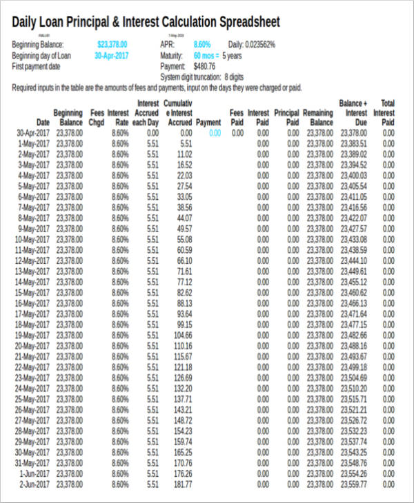 FREE 10 Loan Spreadsheet Samples And Templates In Excel