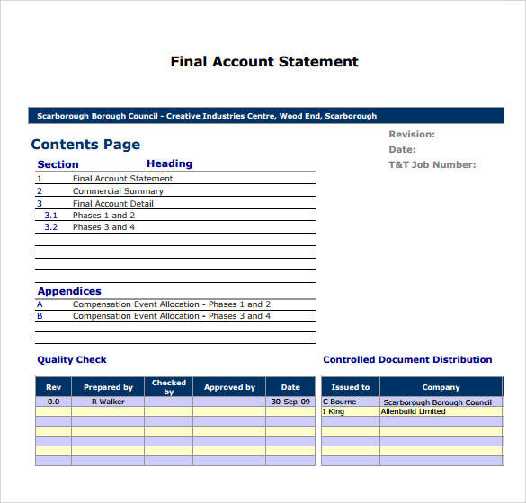 FREE 11 Statement Of Account Samples Templates In PDF