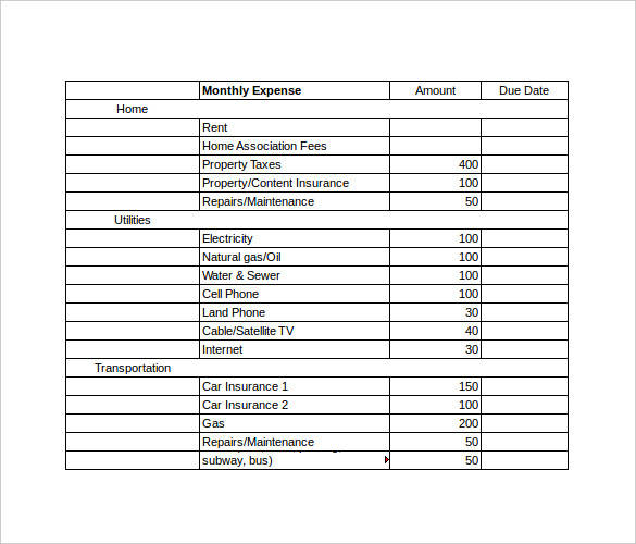 FREE 9 Monthly Spreadsheet Samples Templates In PDF Excel