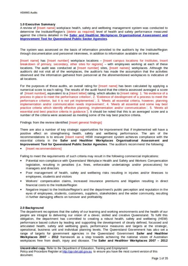 FREE 11 Safety Audit Report Templates In PDF MS Word
