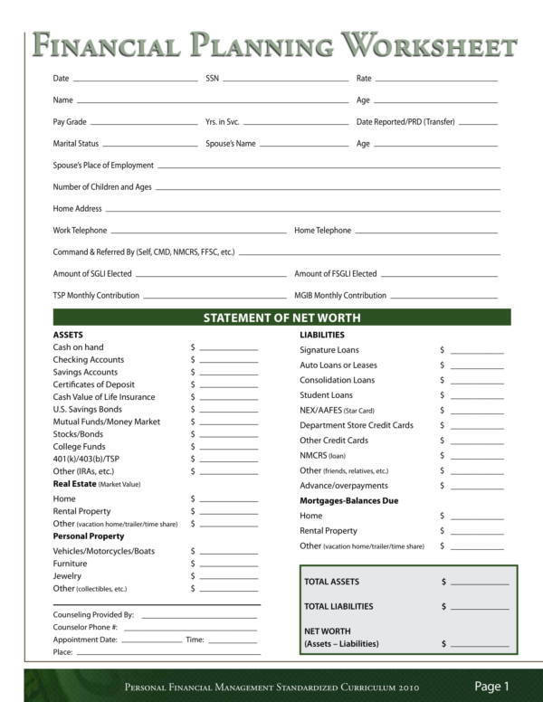 FREE 14 Financial Worksheet Samples Templates In PDF MS Word