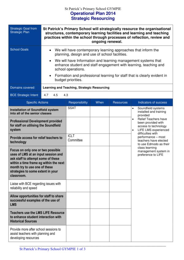 FREE 12 School Operational Plan Samples Templates In PDF MS Word