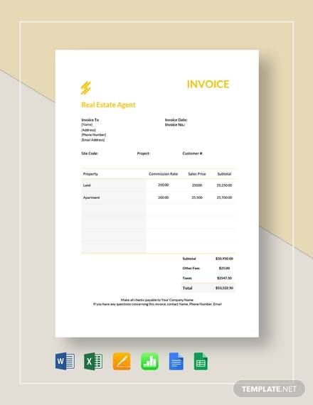 FREE 12 Real Estate Invoice Templates In PDF MS Word Excel