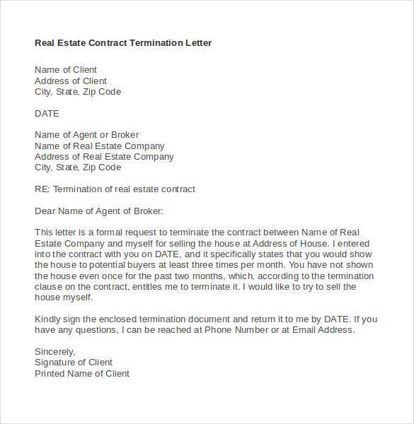Sample Letter To Terminate Contract
