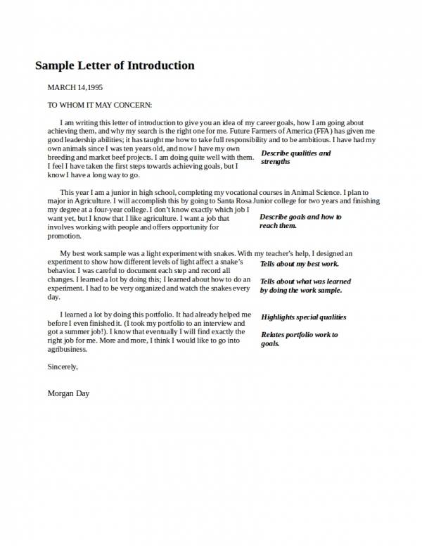 Letter Of Introduction Letter Of Introduction