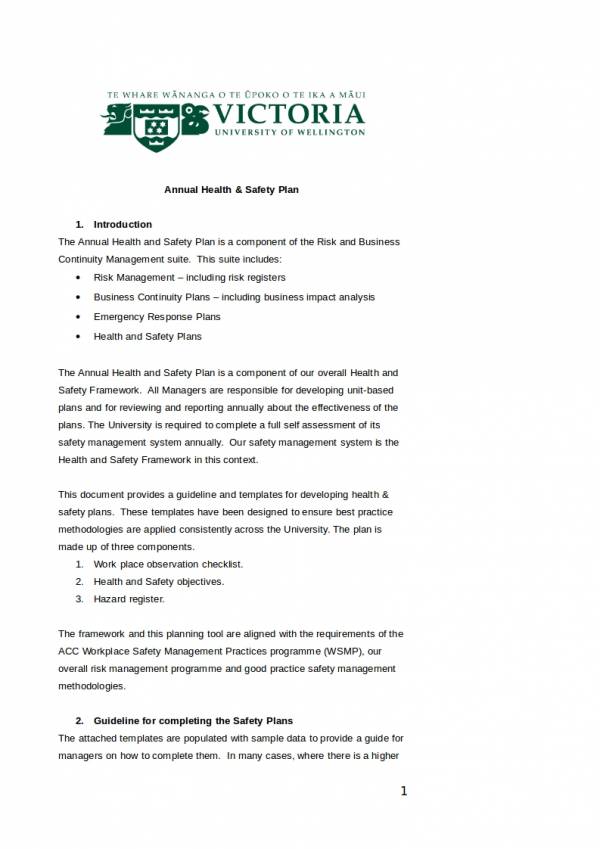 13 Health And Safety Plan Templates Google Docs Ms Word Apple 488