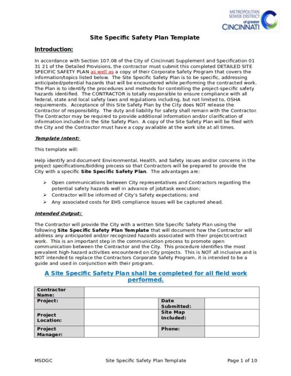 Sample Health And Safety Plan The Document Template