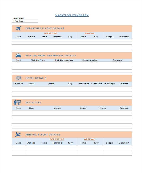 FREE 22 Itinerary Planner Templates In PDF MS Word