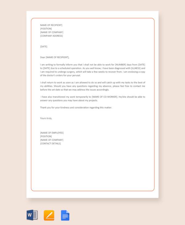 Excuse Letter For Absent Sick Letter