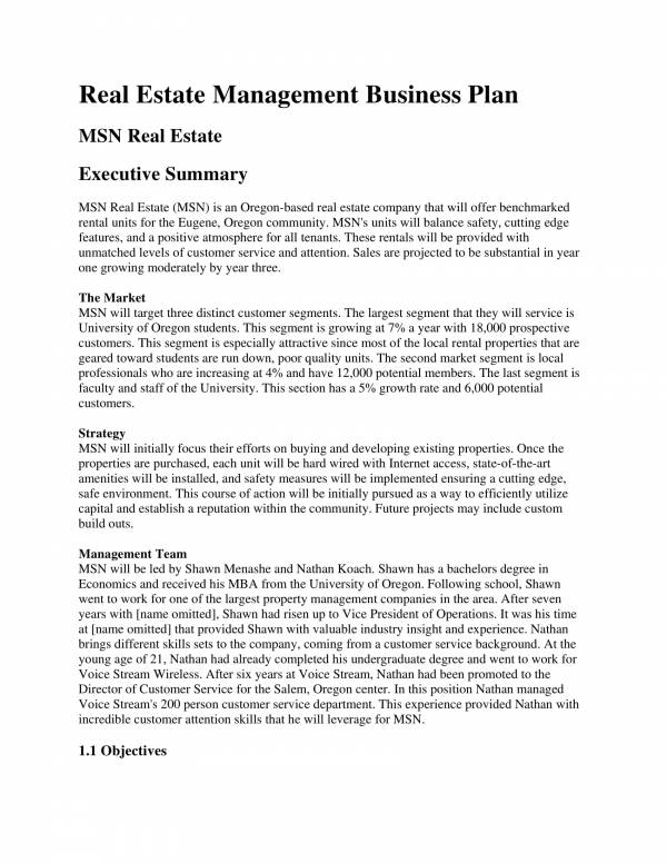 Rental Property Business Plan Template Pdf PDF Template