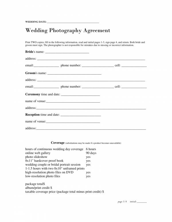 Printable Wedding Planner Contract Template