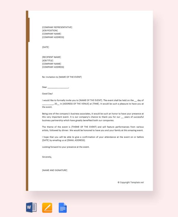FREE 18 Business Invitation Letter Templates In PDF MS Word Google FREE 18 Business Invitation Letter Templates In PDF MS Word Google