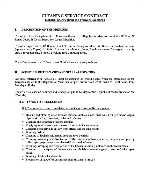 FREE 14 Cleaning Company Services Contract Templates In PDF MS Word 