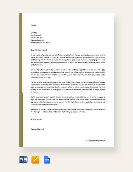 FREE 13 Sample Eagle Scout Recommendation Letter Templates In PDF MS 