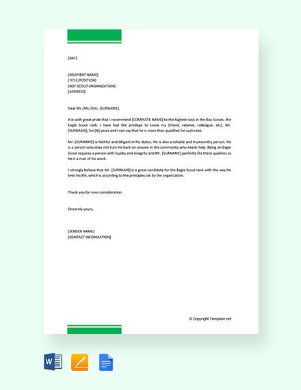 FREE 13 Sample Eagle Scout Recommendation Letter Templates In PDF MS 