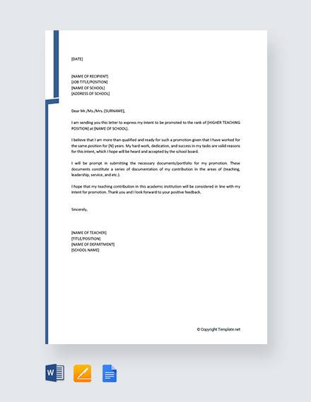 FREE 13 Sample Letter Of Intent For Promotion Templates In PDF MS 