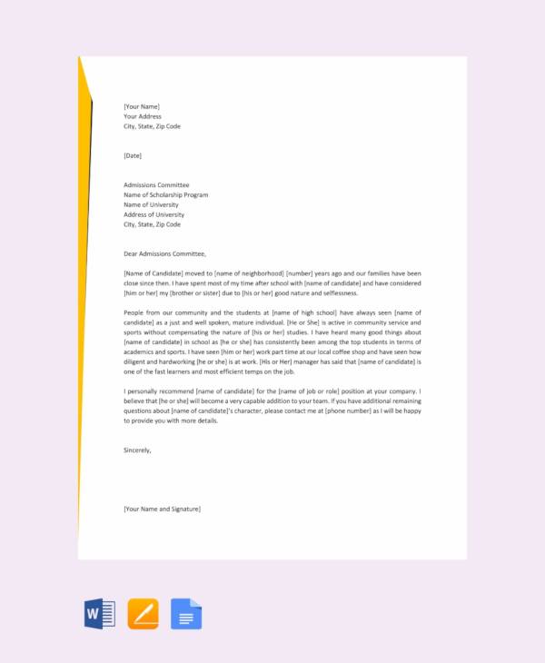 Sample Character Reference Letter For A Friend Pdf In