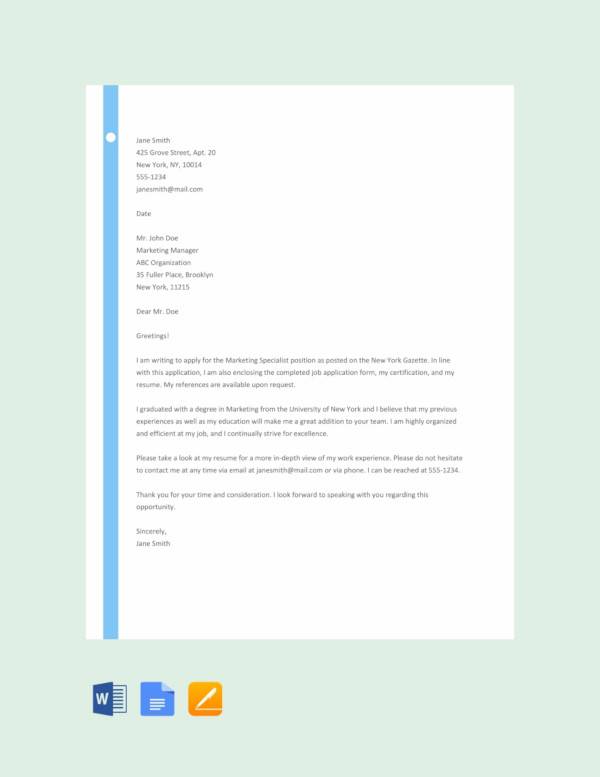 FREE 14 Application Letter Templates In PDF MS Word Excel