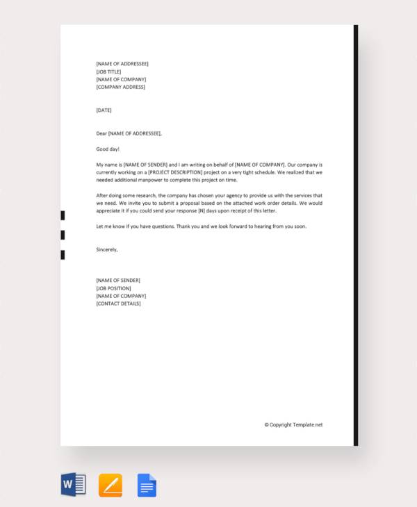 Work Order Letter Format In Word