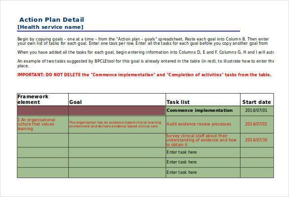 FREE 11 Action Plan Templates In Excel MS Word