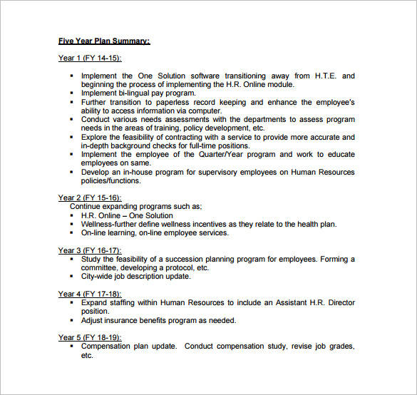 Sample Example Format Templates 20 Five Year Life Plan Template