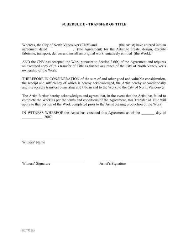 Ownership Transfer Agreement Template