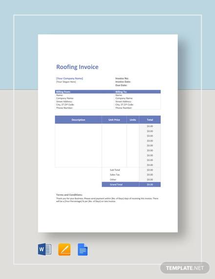 Free Roofing Invoice Template Great Template Inspiration