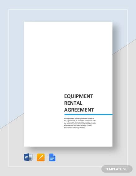 FREE 6 Sample Equipment Rental Agreement Templates In PDF MS Word 