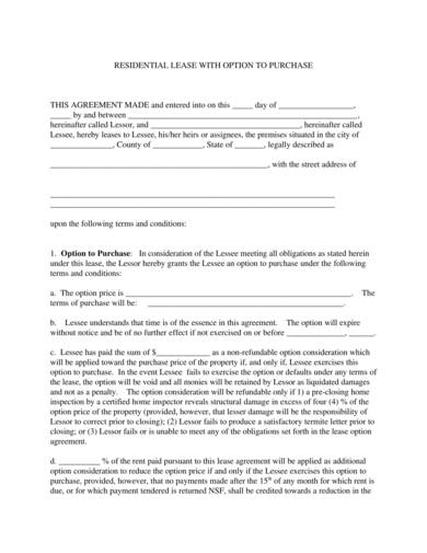 FREE 9 Lease Purchase Agreement Samples In PDF